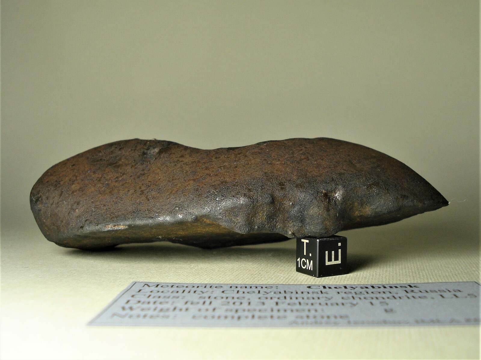 meteorite Chelyabinsk, chondrite LL5, 99% crusted oriented stone 448,7 ...