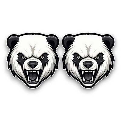 2x Small Angry Panda Head Vinyl Sticker Decals For Car Laptop Scrapbook ...