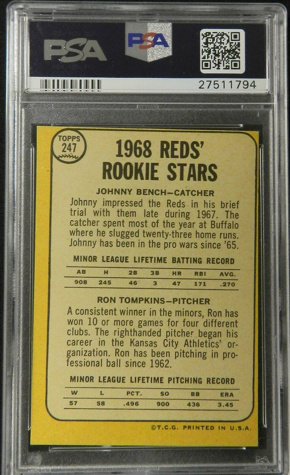 1968 Topps #247 Johnny Bench PSA 7 o/c Razor | eBay