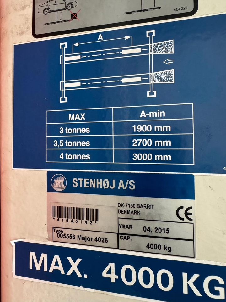 2015 Stenhoj Major 426 Class 4 MOT Lift Hydraulic 4 Post Lift/Ramp ...