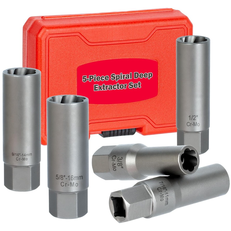Deep Bolt Extractor Kit, Spark Plug Extractor Socket Set, Ez Out Lug ...