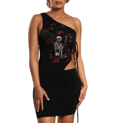 Affliction Women's One Shoulder Dress Winged Reaper | eBay