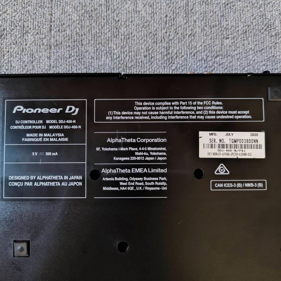 Pioneer DJ DDJ-400 DDJ400-N 2-Channel 2ch DJ Controller W/Cable ...