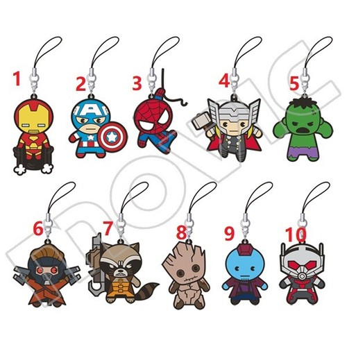Marvel Movie The Avengers Keychain Key Ring Anime Rubber Strap Charm ...