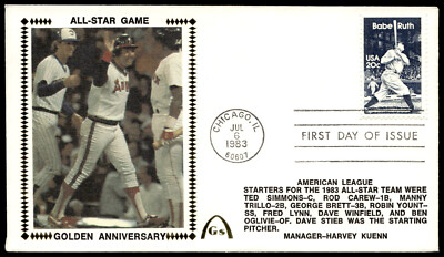 1983 Babe Ruth FDC American League All-Star Game Fred Lynn Gateway Silk ...