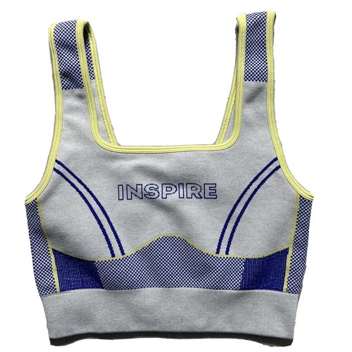 Fabletics Inspire Seamless Panel Gray/Blue Sports Bra Women’s Size: S ...