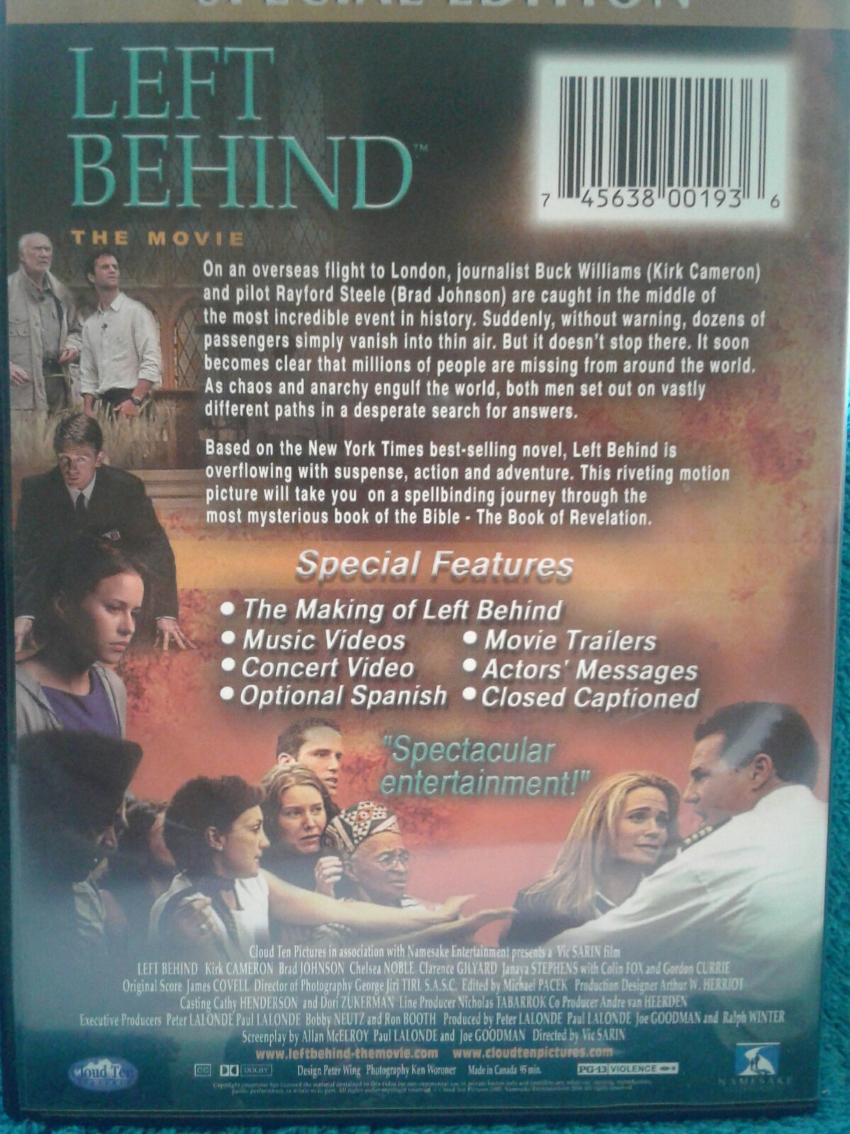 DVD SPECIAL EDITION MOVIE "LEFT BEHIND " THE MOVIE STARING KIRK CAMERON ...