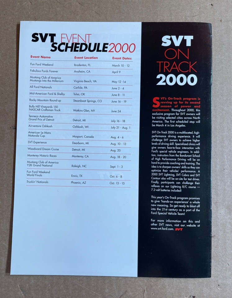 2000 Ford SVT Special Vehicle Team Enthusiast Vol 3 ISSUE #1 SVT ...
