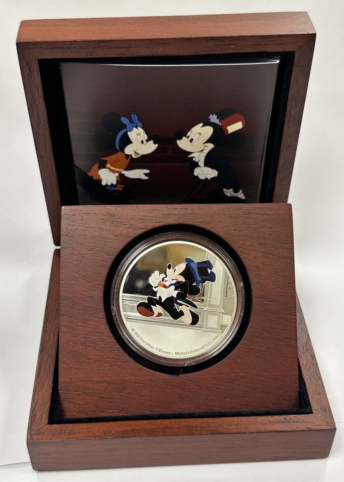 2017 Niue Disney Mickey Mouse Delayed Date 1oz Silver Coin W/ Box & COA ...