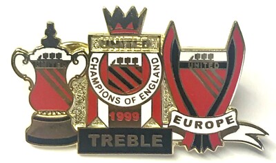 Manchester United Badges Treble winners Pin Badge 1999 Fans Collectable ...