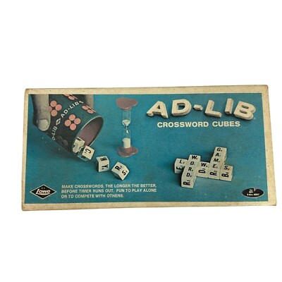 Ad-Lib Crossword Cubes 1968/72 Lowe No. 948 Vintage Word Building Game ...