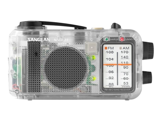 SANGEAN MMR-77CL FM/AM Radio Receiver w/ Hand Crank MMR-77 CLEAR PRISON ...