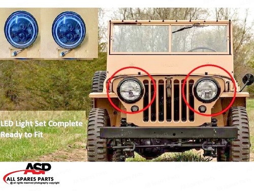 LED Headlight Light Pair Left & Right fits willys jeep CJ2A 3A 3B CJ5 ...