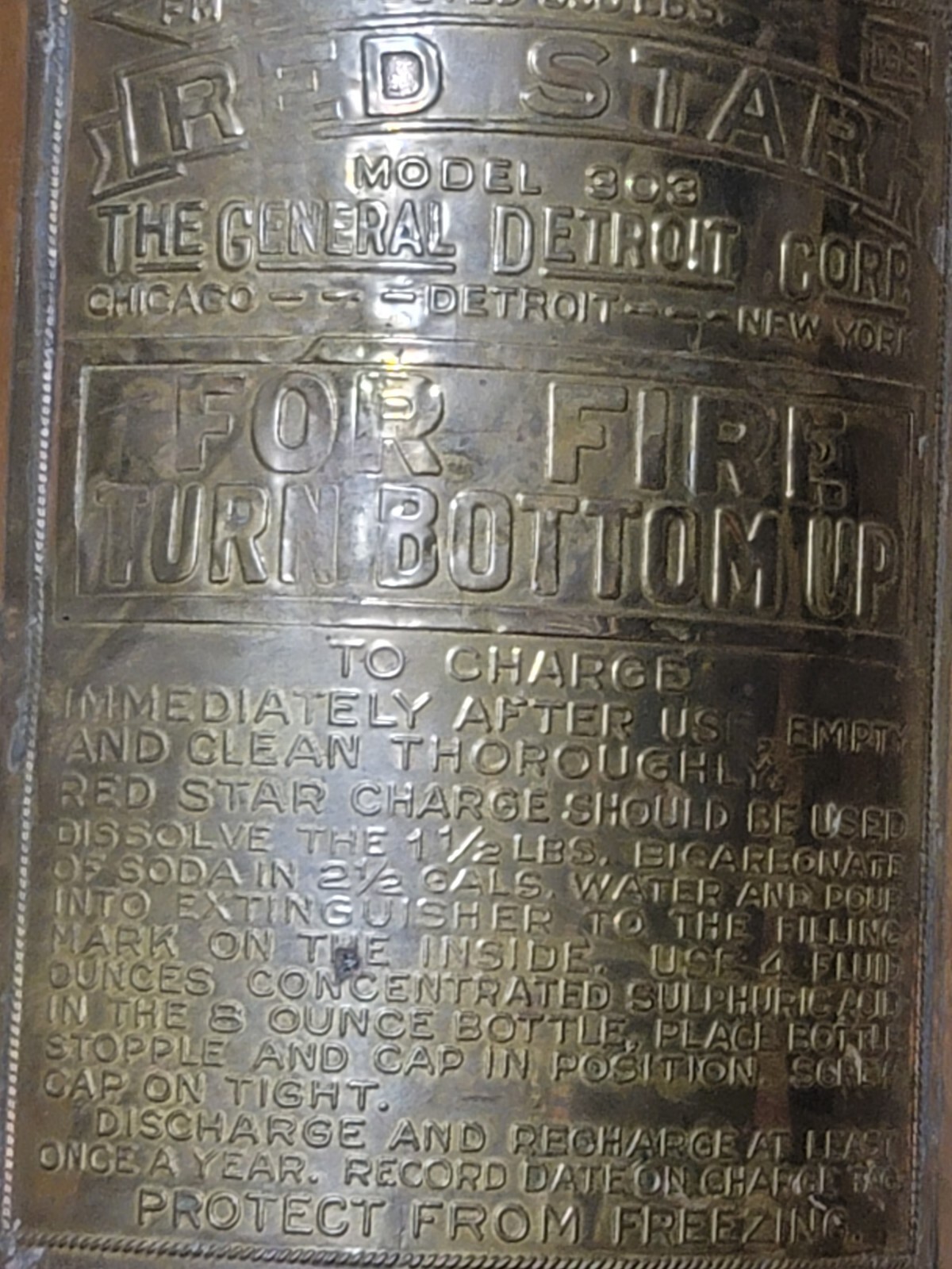 Copper Fire Extinguisher Lamp Vintage RED STAR Model 303 Brass Accent ...