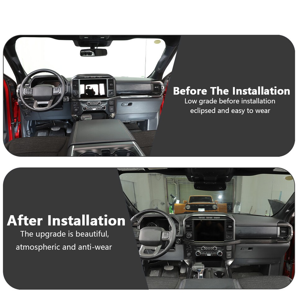 Carbon Fiber Center Console Dash Decor Strips Trim For Ford F150 2021 ...