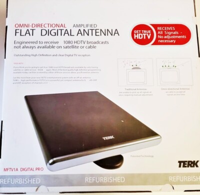 Terk Onmi-Directional Amplified Flat Digital TV Antenna FDTV1a Digital ...
