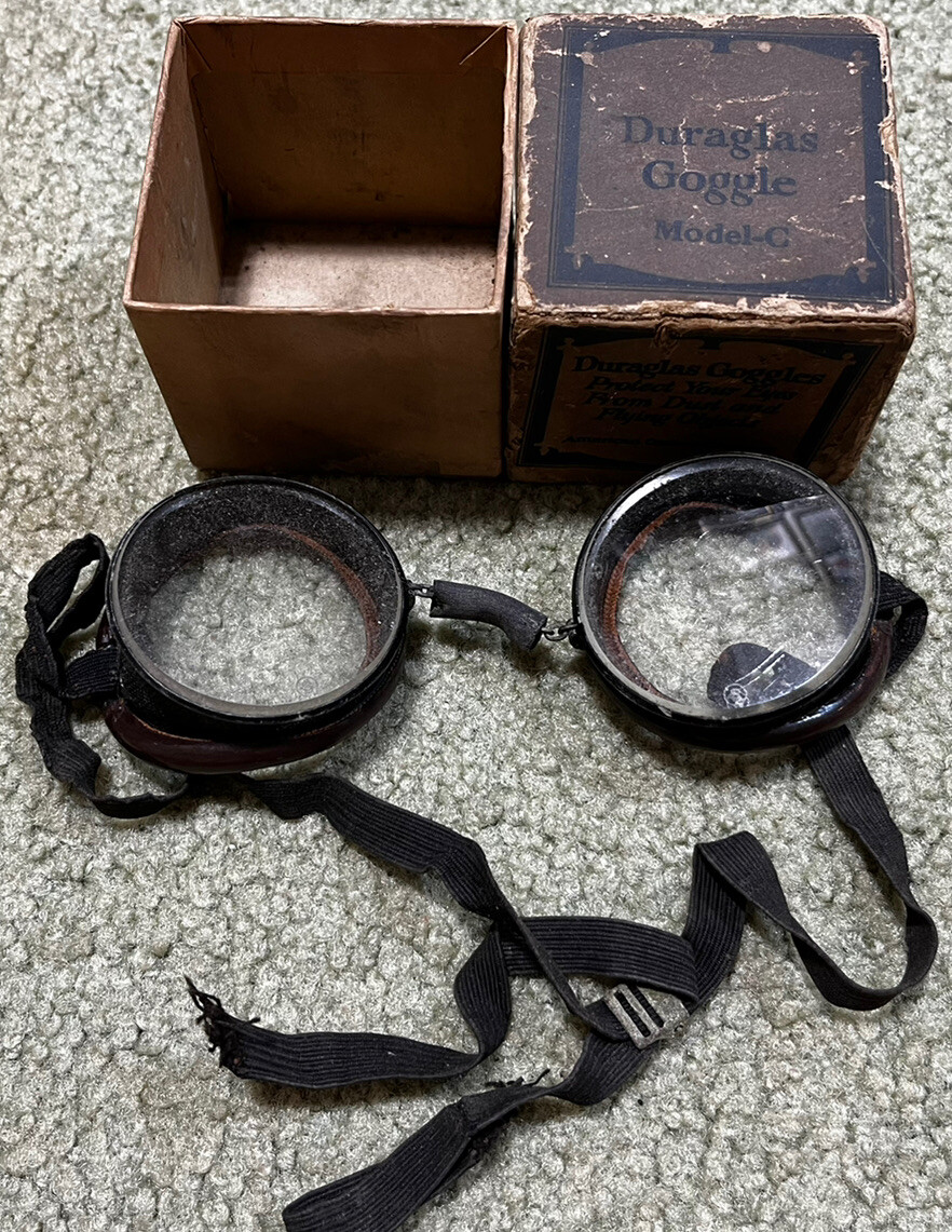 Rare! Vintage 1920’s Boxed Steampunk Goggles Duraglas… - Gem