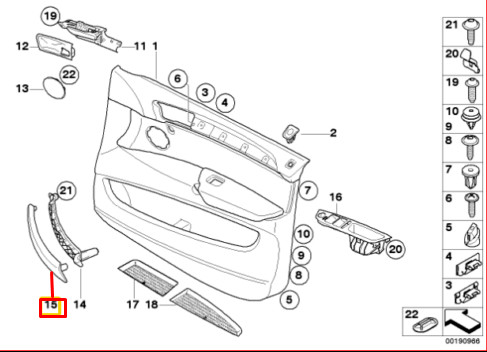 BMW X5 E70 FRONT RIGHT DOOR HANDLE PULL STRAP TRIM COVER 51416970166 NO ...