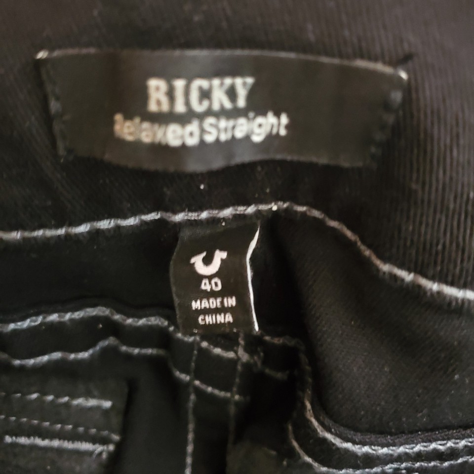 NWT True Religion Mens 40x32 Black Ricky Relaxed Straight Leg Jeans | eBay