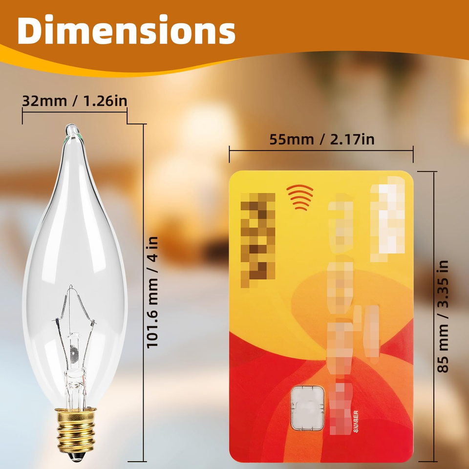 12-Pack E12 Candelabra Light Bulbs 25W, 2500K Warm White, 240 Lumen ...