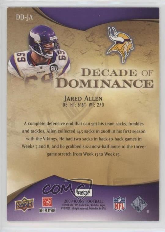 2009 Upper Deck Icons Decade of Dominance Gold /130 Jared Allen #DD-JA ...