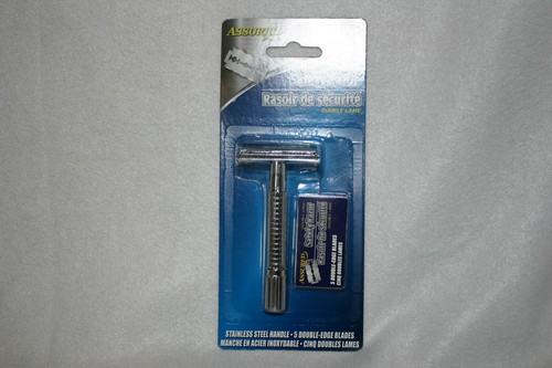 Assured Double Edge Safety Razor stainless steele handle 5 double edge ...