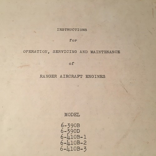 Original Fairchild Ranger 6-390B, 6-390D, 6-410B-1/2/3 Engine Service ...