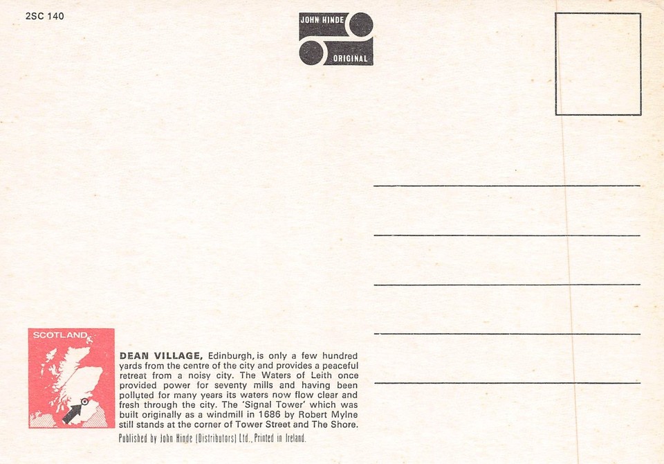 Waters of Leith Dean Village Edinburgh John Hinde Postcard (A134) | eBay UK