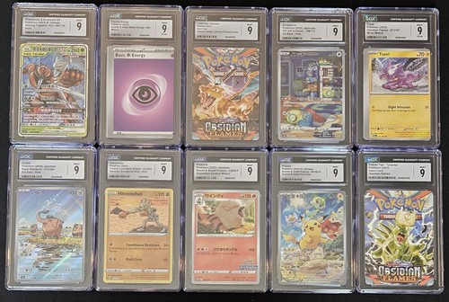 CGC 9 MINT 10x Card Lot Charizard ERROR Tag Team Pikachu Arcanine ...