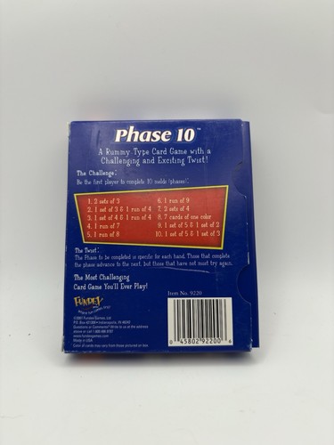 Phase 10 rummy-type card game 2004 Fundex Game Family Fun COMPLETE w ...
