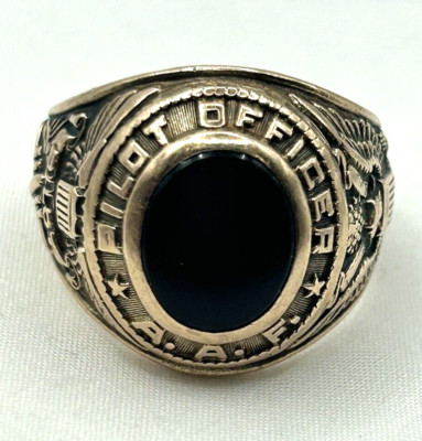 Antique WWII Military United States Army Air Force 10k GOLD Pilot Ring ...