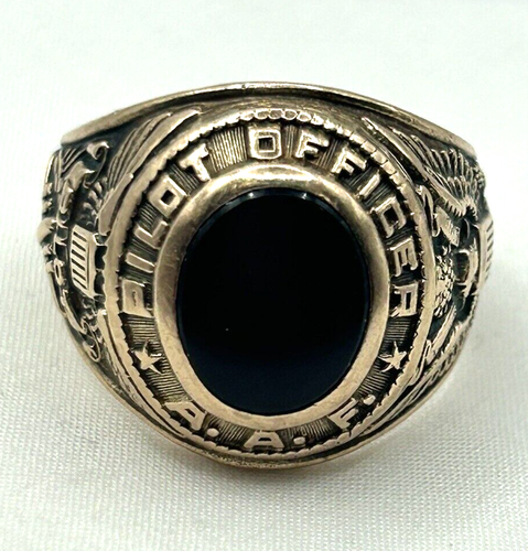 Antique WWII Military United States Army Air Force 10k GOLD Pilot Ring ...