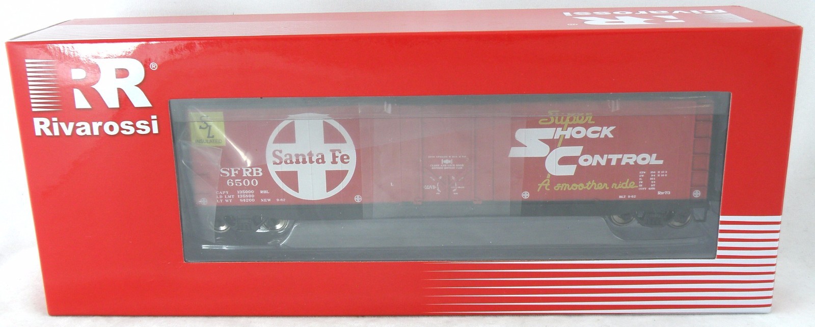 HO Scale 50' Plug Door Boxcar - Santa Fe (SFRB) #6500 - Rivarossi # ...