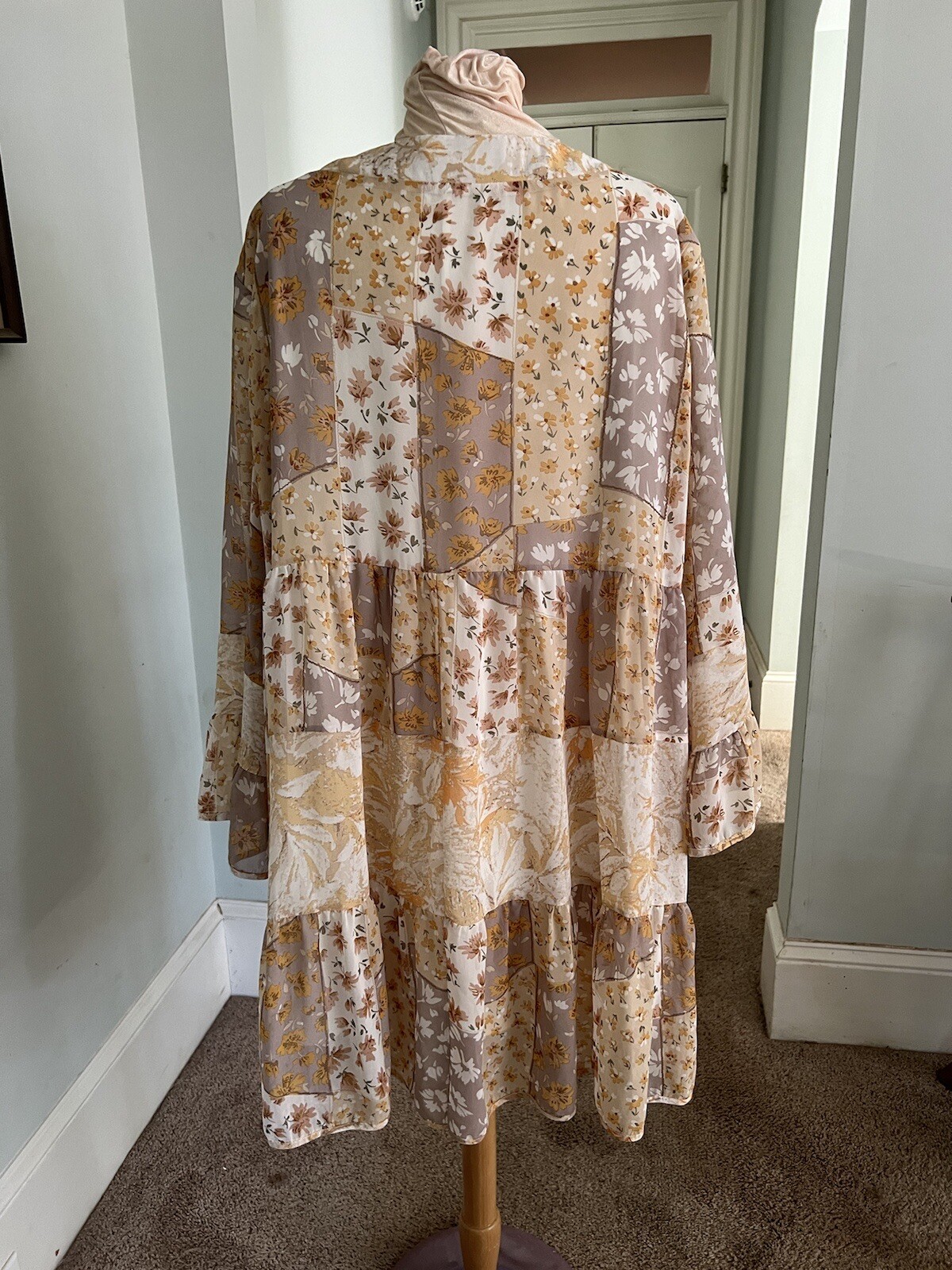 Entro Plus Size Beige Yellow Floral Bohemian Peasant Dress, Sz 2X,Lk nw ...