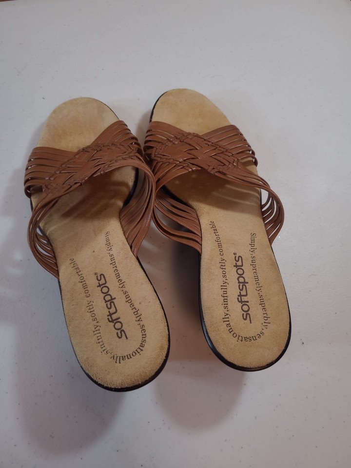 Softspots Slides Sandals Brown Comfort Leather Slip On 7.5 M Unworn ...