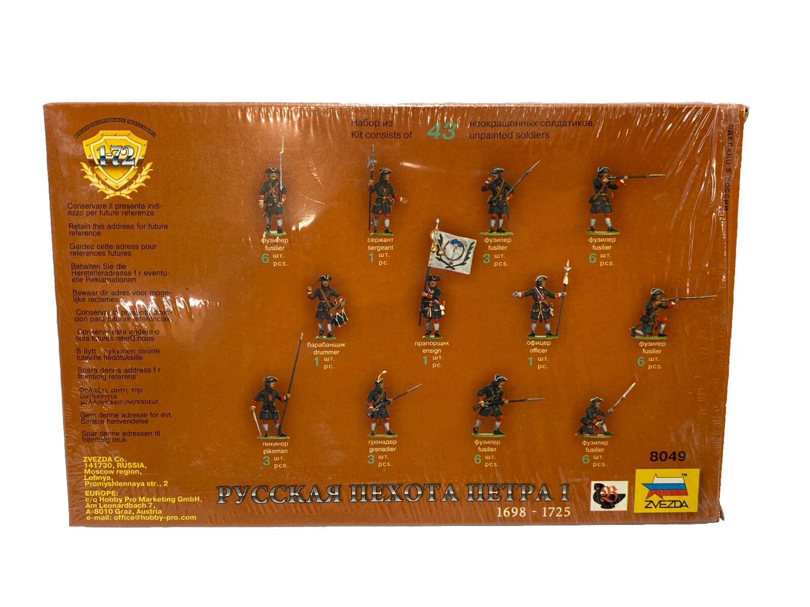 Zvezda Russian Infantry of Peter the Great 1698-1725 1/72 Kit 8049 | eBay