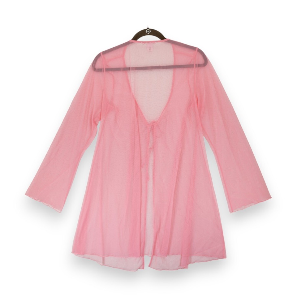 Victoria's Secret "Mesh Open-Front Robe" Pink Cocktail Long Sleeve Size ...