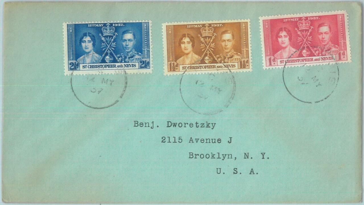 83418 - St Christopher Nevis - POSTAL HISTORY - FDC COVERto USA - 1937 ...