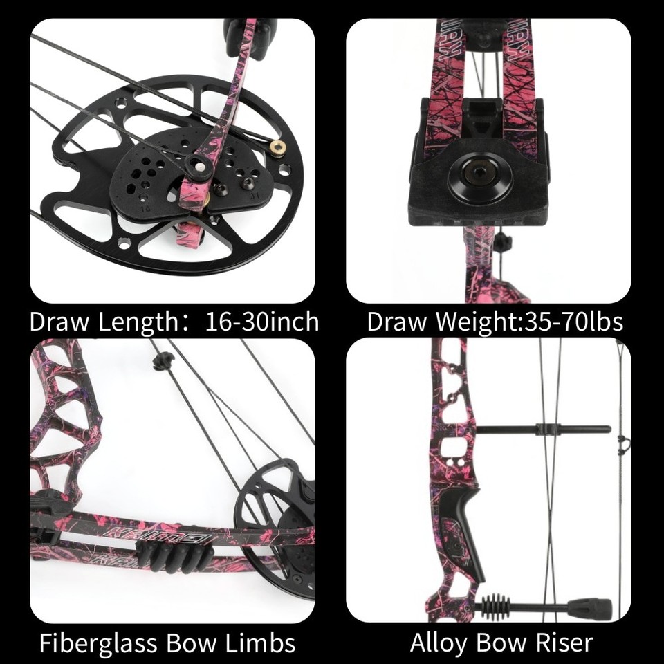 Compound Bow Hunting Kit 35-70LBS Adjustable 16-30" Draw Length Hunting ...