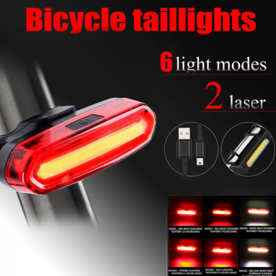 USB Rechargeable LED Bicycle Cycling Tail Rear Light Bike Warning Light ...