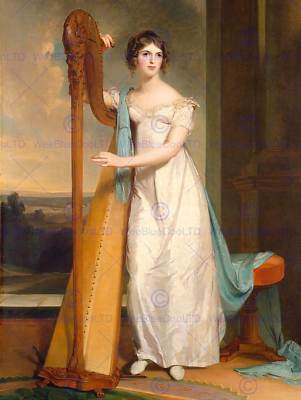 THOMAS SULLY AMERICAN LADY HARP ELIZA RIDGELY OLD ART PAINTING POSTER ...