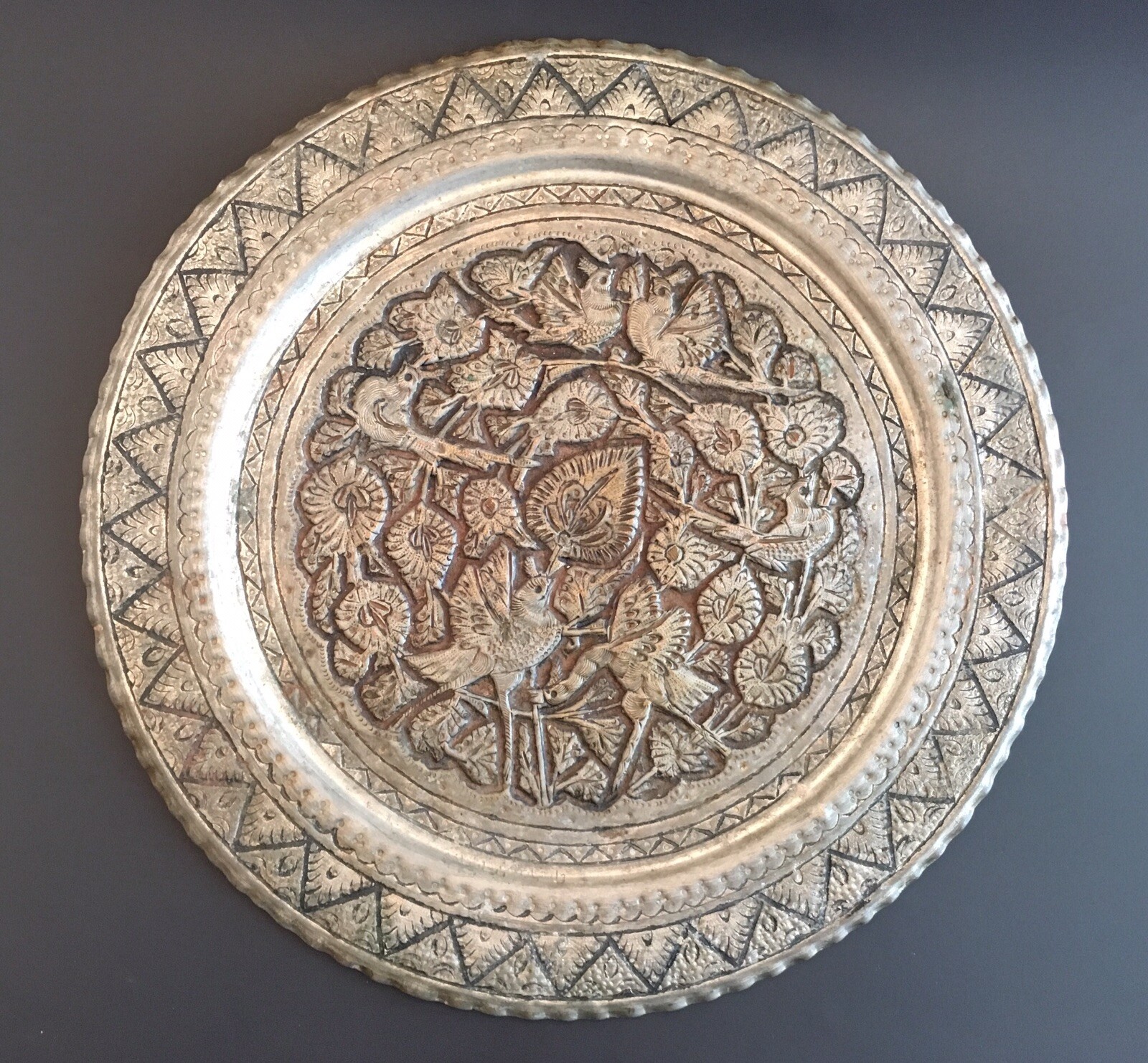 Vintage Tinned Copper Tray Isfahan Persian Middle Eastern Plate SIGNED ...