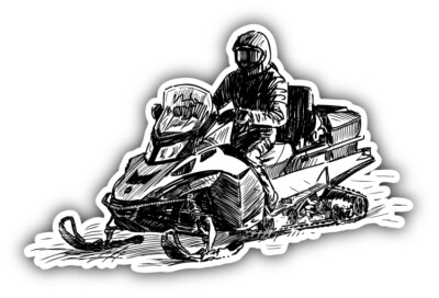 Snowmobile Sketch Car Bumper Sticker Decal | eBay