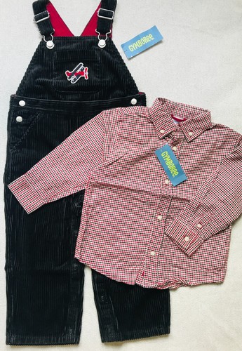 GYMBOREE NWT Airplane Corduroy Overalls + Houndstooth Shirt Set sz 2T ...