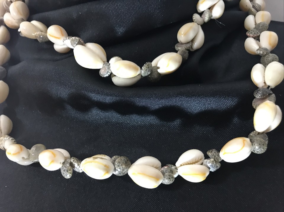 Shell Necklace 36" Hawaiian Vintage VISCO Lei Fertility Cowrie Snail ...