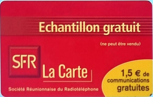 RARE SFR Réunion Mobile Refill Card Phonecard Echantillon Gratuit 1,50 ...