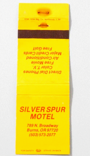 SILVER SPUR MOTEL MATCHBOOK COVER * BURNS, OREGON | eBay