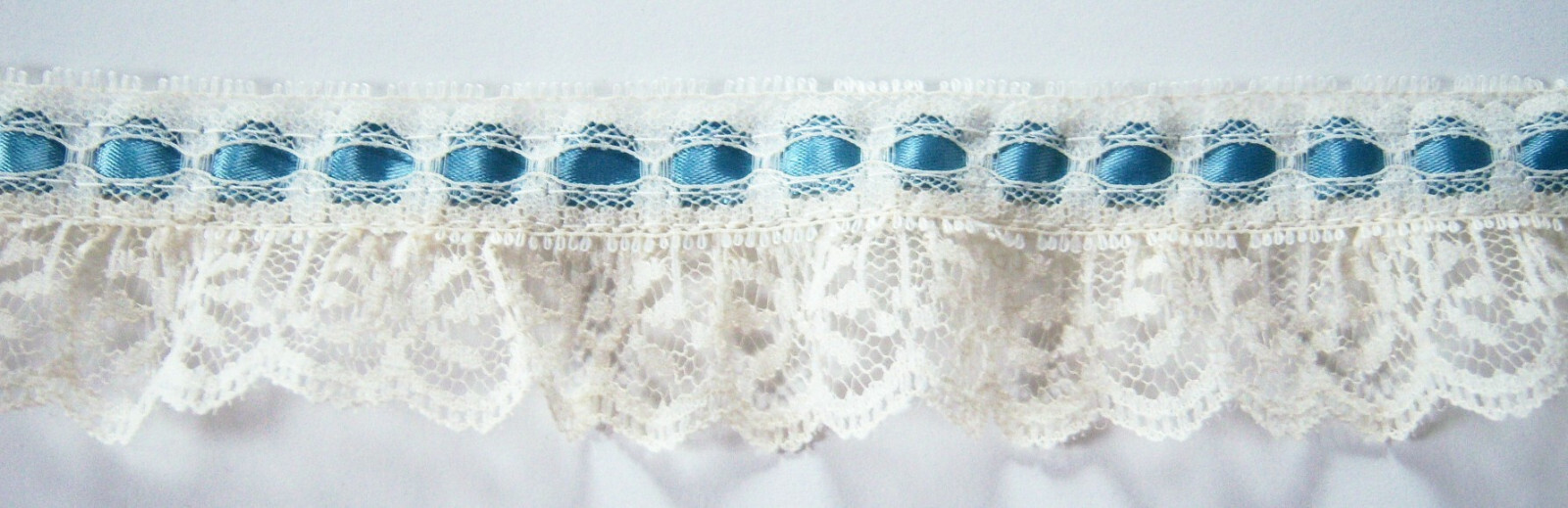 3 Yards Satin Ribbon Beaded Top 1 1/2" - 1 3/4" Wide Gathered Lace | eBay