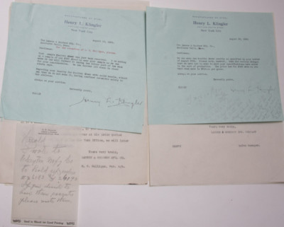 1926 Lamson Goodnow Henry L Klingler NYC Signed Hand Written Ephemera ...