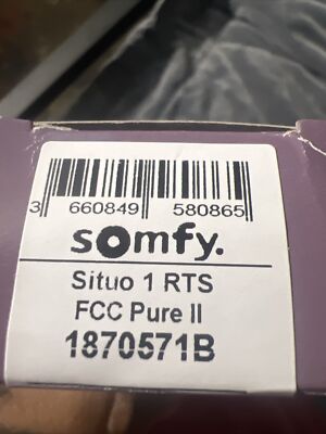 Somfy Remote Control Situo 1 RTS FCC Pure ll Single Channel | eBay